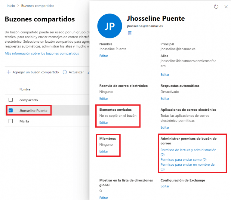 Convertir un buzón de correo en un buzón compartido