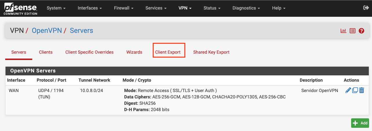 Instalar y configurar un servidor OpenVPN en pfSense