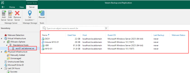 Backup de máquinas virtuales ESXi con Veeam