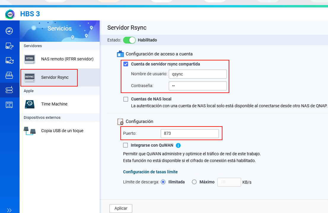 Copia de seguridad de Synology a QNAP con RSYNC